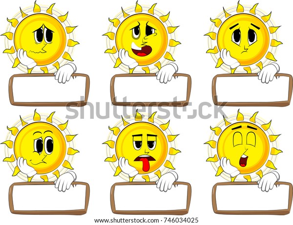 Cartoon Sun Blank Paper On Wood Stock Vector (Royalty Free) 746034025 ...