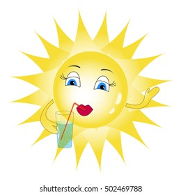 Cartoon Sun Drinking Cocktail Stock Vector (Royalty Free) 502469788 ...