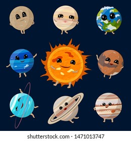 Cartoon Sun Planets Solar System On Stock Vector (Royalty Free ...