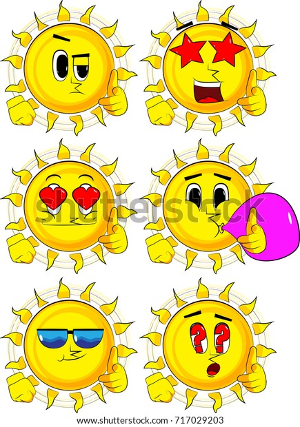 Cartoon Sun Pointing Hand Viewer Collection 库存矢量图（免版税）717029203 ...