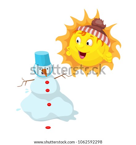 Cartoon Sun Snowman เวกเตอร์สต็อก (ปลอดค่าลิขสิทธิ์) 1062592298 ...
