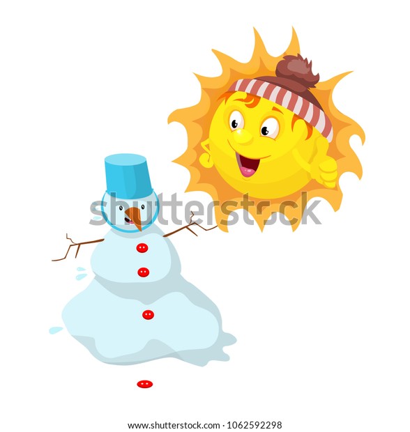 Cartoon Sun Snowman เวกเตอร์สต็อก (ปลอดค่าลิขสิทธิ์) 1062592298