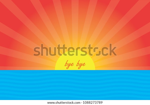 Cartoon Sunset Background Sea Sunset Simple Stock Vector (Royalty Free ...