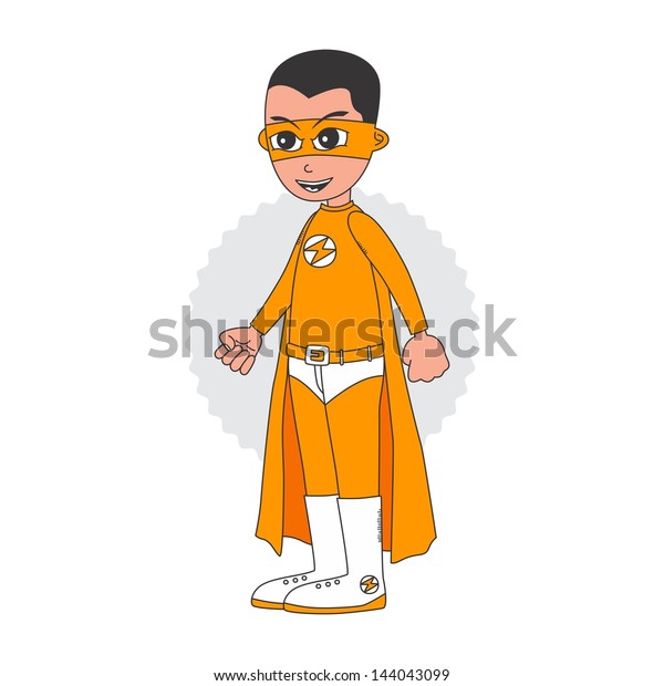 Cartoon Super Hero Orange Guy Stock Vector (Royalty Free) 144043099 ...