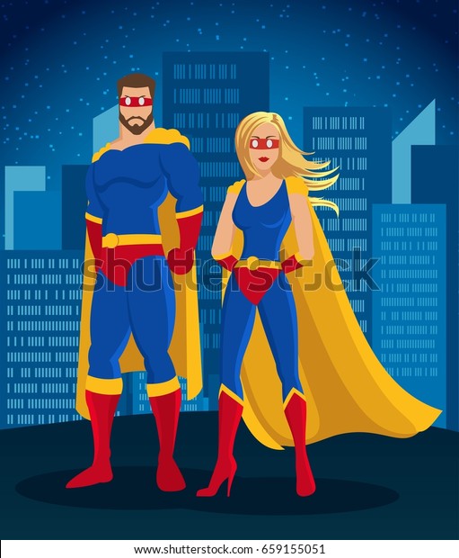 Cartoon Super Heroes Characters Poster Man 스톡 벡터(로열티 프리) 659155051 ...