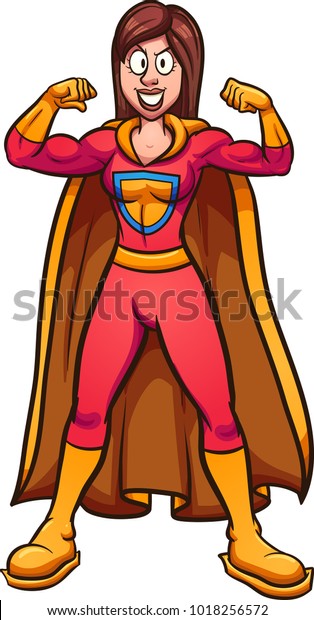Cartoon Super Mom Flexing Her Muscles Stock Vector (Royalty Free ...