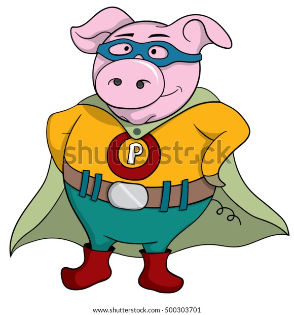 Cartoon Super Pig Stock Vector (Royalty Free) 500303701