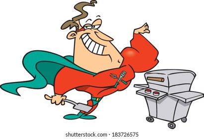 Cartoon Superhero Barbecue Stock Vector (Royalty Free) 183726575 ...