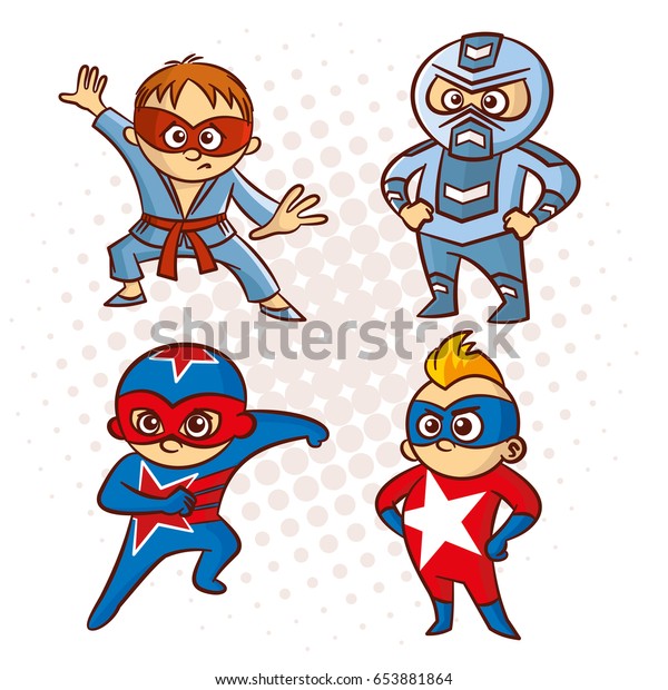 Cartoon Superhero Character Sticker Vector Illustration: immagine ...