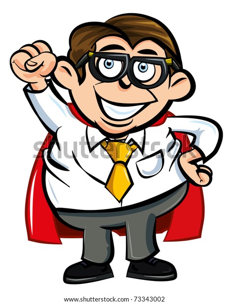 Cartoon Superhero Office Nerd Punching Air Stock Vector (Royalty Free ...