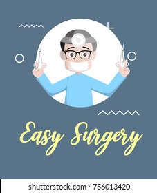 Cartoon Surgeon Scissors Operation Theater Vector Stock Vector (Royalty ...