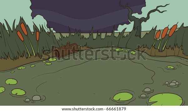 Cartoon Swamp Background Vector Illustration One 库存矢量图（免版税）66661879 ...