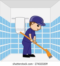 Cartoon Sweeper Cleaning Bathroom 스톡 벡터(로열티 프리) 274323209 | Shutterstock