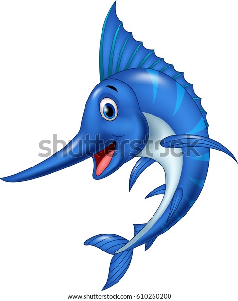 Cartoon Swordfish Isolated On White Background Stock Vector (Royalty ...