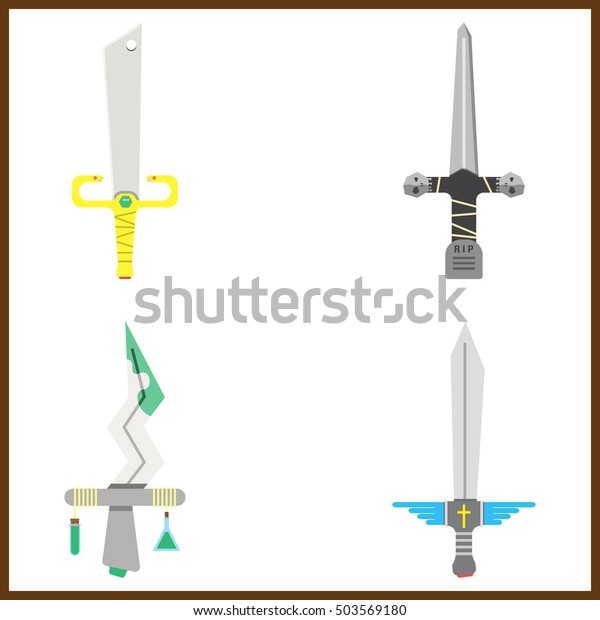 Cartoon Swordsmedieval Swords Stock Vector (Royalty Free) 503569180 ...