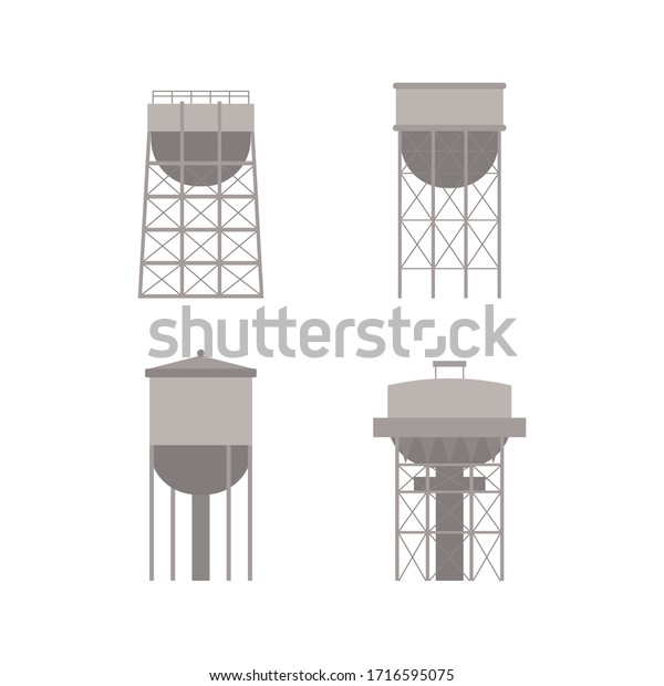 Cartoon Symbols Architectural Objects Water Tower Stock Vector (Royalty ...