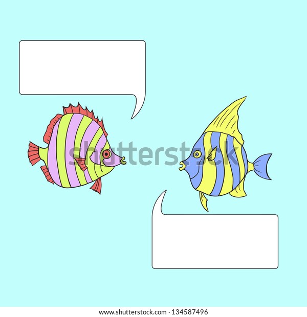 Cartoon Talking Fish Vector Illustration 스톡 벡터(로열티 프리) 134587496 ...