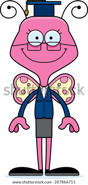 Cartoon Teacher Butterfly Smiling Stock Vector (Royalty Free) 287866751 ...