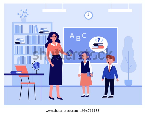 Cartoon Teacher Pupils Class Flat Vector Stock Vector (Royalty Free ...
