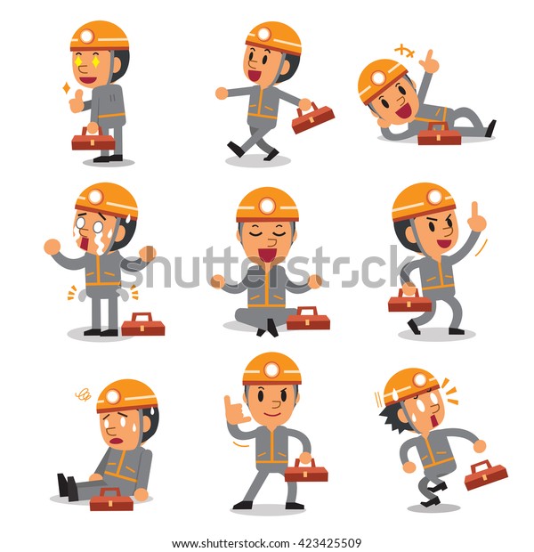 Cartoon Technician Character Poses Stock Vector (Royalty Free ...