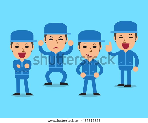 Cartoon Technician Character Poses Stock Vector (Royalty Free ...