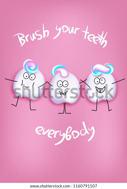 Cartoon Teeth Characters Drawn Hands Legs Stock Vector (Royalty Free ...