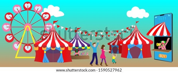 Cartoon Template Background Picture Carnival Amusement Stock Vector ...