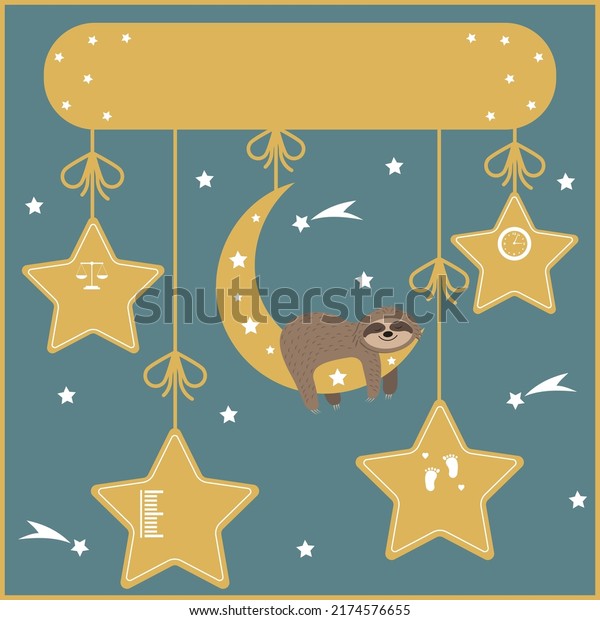 Cartoon Template Childs Birth Certificate Sloth: เวกเตอร์สต็อก (ปลอดค่า ...