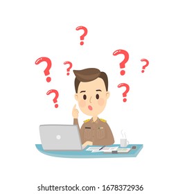 Cartoon Thai Teacher Working Computer Vector Stock Vector (Royalty Free ...