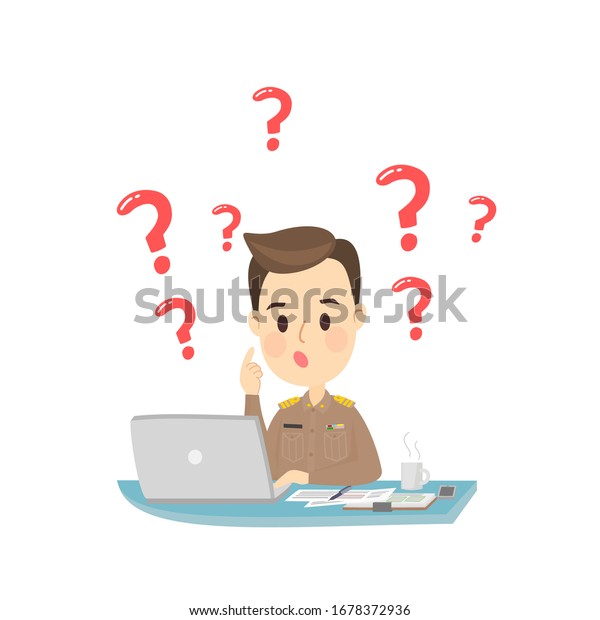 Cartoon Thai Teacher Working Computer Vector Stock Vector (Royalty Free ...
