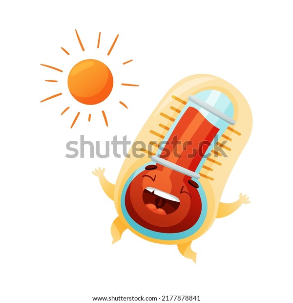 Cartoon Thermometer Character Walking Hot Sun Stock Vector (Royalty ...