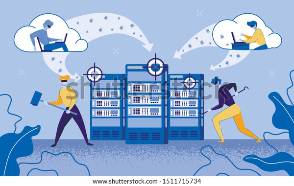 Cartoon Thieves Mask Damage Datacenter Vector Stock Vector (Royalty ...