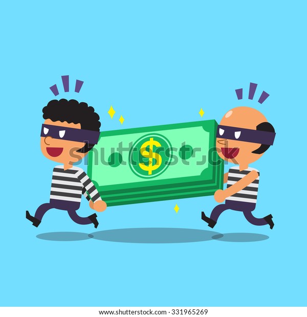 Cartoon Thieves Stealing Money Stack Stock Vector (Royalty Free ...