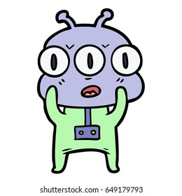 Cartoon Three Eyed Alien Stock Vector (Royalty Free) 649179793 ...