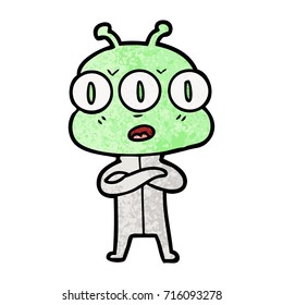 Cartoon Three Eyed Alien Stock Vector (Royalty Free) 716093278 ...