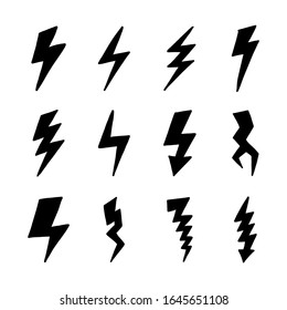 Cartoon Thunderbolt Elements Sethand Drawnvector Illustration Stock ...