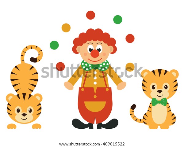 Cartoon Tiger Clown Balls Set Stock Vector (Royalty Free) 409015522