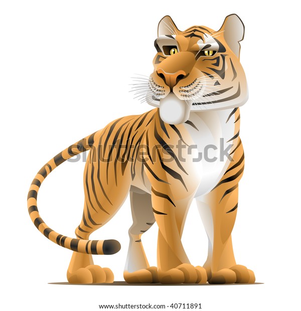 Cartoon Tiger Vector Illustration Tiger Pictured Stock Vector (Royalty ...