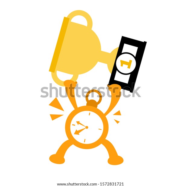 Cartoon Time Clock On Gold Trophy: เวกเตอร์สต็อก (ปลอดค่าลิขสิทธิ์ ...
