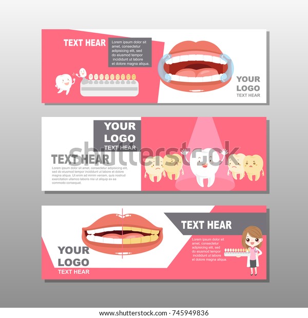 Cartoon Tooth Banner On Gray Background Stock Vector (Royalty Free ...