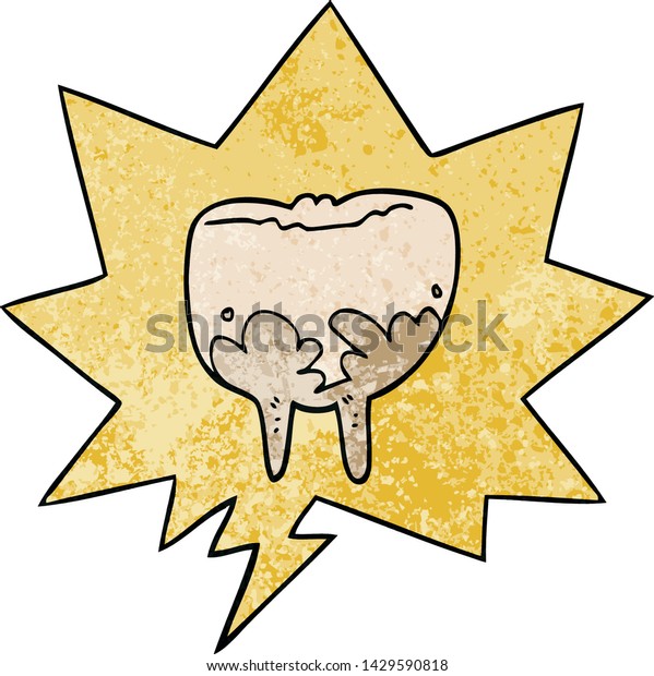 Cartoon Tooth Speech Bubble Retro Texture Stock Vector (Royalty Free ...