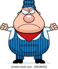 Cartoon Train Conductor Looking Angry Stock Vector (Royalty Free ...