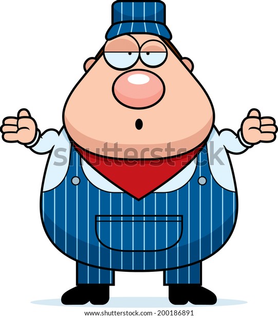 Cartoon Train Conductor Looking Confused Stock Vector (Royalty Free ...