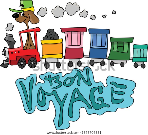 Cartoon Train Driver Dog Sitting Inside Stock Vector (Royalty Free ...
