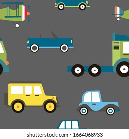 Cartoon Transportation Background Kids Vector Seamless: เวกเตอร์สต็อก ...