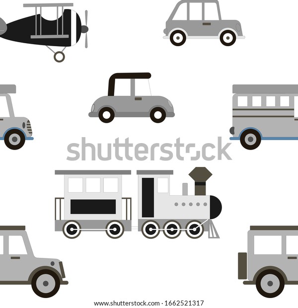 Cartoon Transportation Background Kids Vector Seamless Stock Vector ...