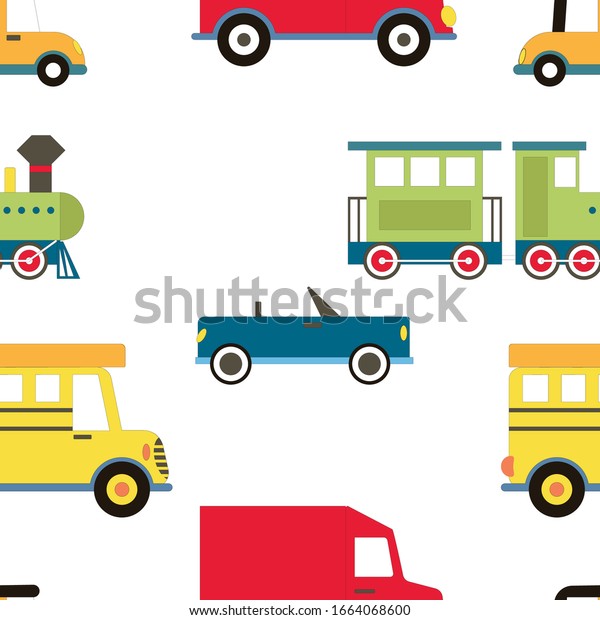Cartoon Transportation Background Kids Vector Seamless Stock Vector ...