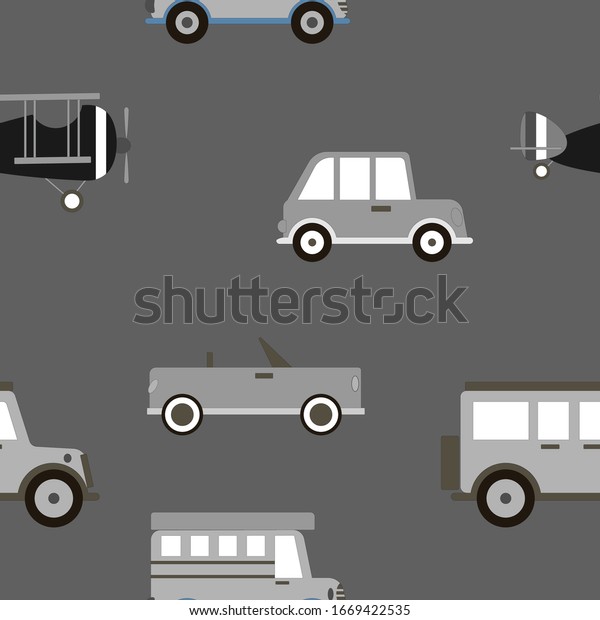 Cartoon Transportation Background Kids Vector Seamless Stock Vector ...