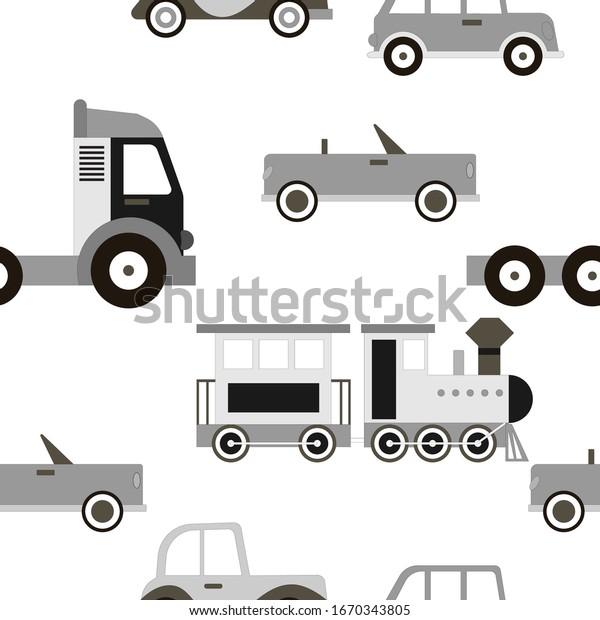 Cartoon Transportation Background Kids Vector Seamless Stock Vector ...