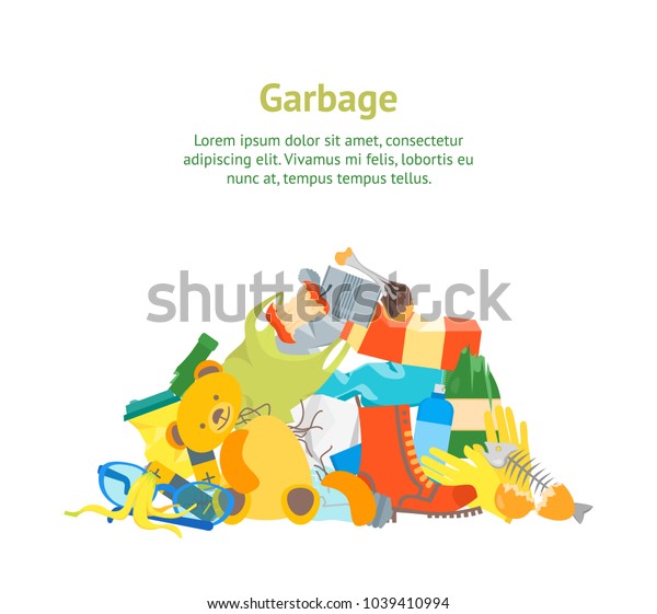 Cartoon Trash Garbage Card Poster Ecology Stock Vector (Royalty Free ...
